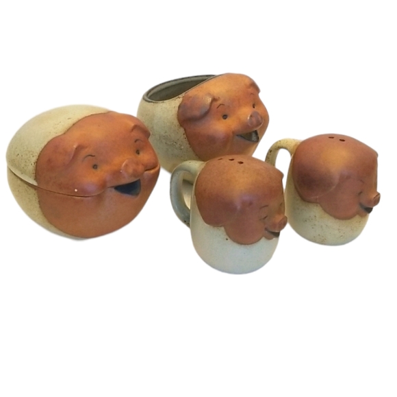 Vintage | Kitchen | Vintage Pig Cream Sugar Salt N Pepper Studio ...